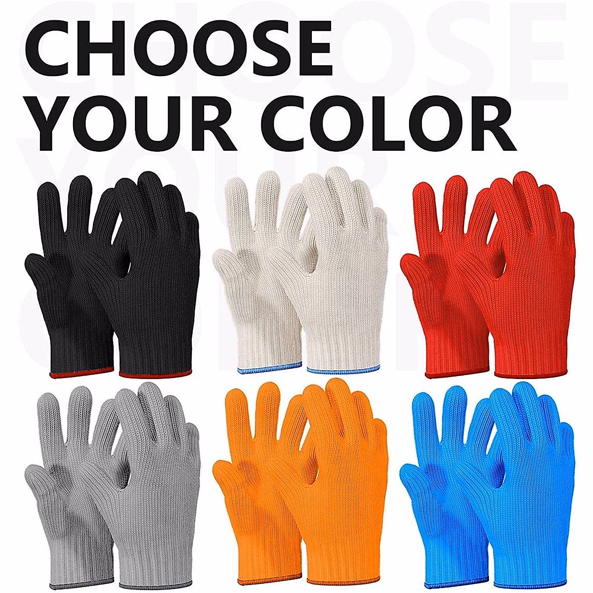 1 Pair Grey Heat Resistant Gloves Oven Gloves Heat Resistant with Fingers Oven Mitts Kitchen Pot Holders Cotton Gloves Kitchen Gloves Double Oven Mitt Set Oven Gloves with Fingers