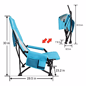 Oileus Folding Portable Beach Chair, High Back Low Seat Lightweight Chairs for Beach Tent & Shelter & Camping, Full Mesh Back| Cup Holder| Storage Bag| Carry Bag | Armrest 2 Pcs