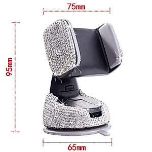 Bling Crystal Car Phone Mount with One More Air Vent Base, Universal Cell Phone Holder for Dashboard,Windshield and Air Vent. (Sliver)