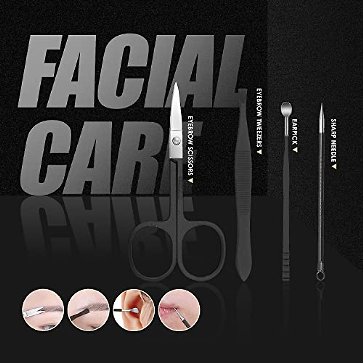 WOAMA Manicure Set - 10 in 1 Pedicure Kit Nail Clippers with Black Bag Manicure Kit Nail Kit Manicure Tools For Women Men