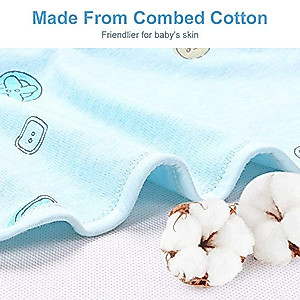 Knirose Swaddle Blankets, Unisex Baby Wrap for Newborn Baby Boys Girls with Head-Protecting & Head-Supporting Function, Wearable Swaddle Sleep Sack Made of Combed Cotton (Button, Blue, 0-3 Months)