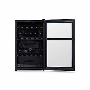 Luma Comfort Shadow Series Wine Cooler Refrigerator 33 Bottle Dual Temperature Zones, Freestanding Mirrored Wine Fridge with Double-Layer Tempered Glass Door & Compressor Cooling,Black