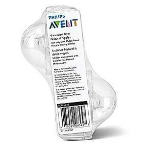 Philips Avent Natural Baby Bottle Medium Flow Nipple, 3M+, 4pack, Flow 3, SCF653/43