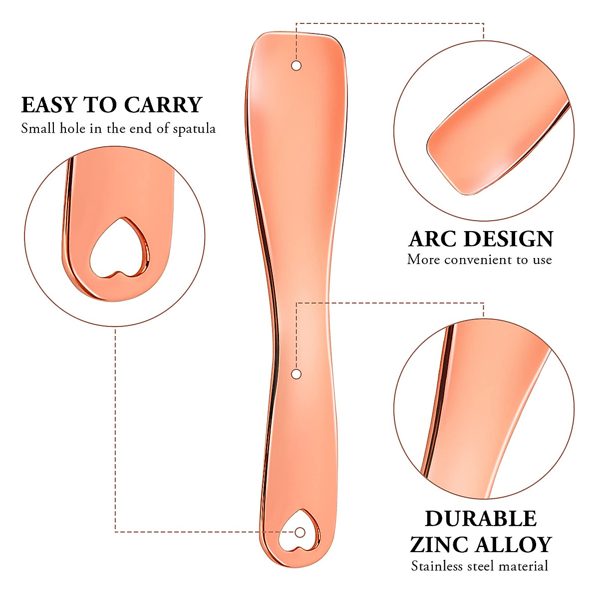 Sibba 3 PCS Facial Spatula Massage Eye Roller Dark Circles Skincare Tool Face Cream Lotion Makeup Stainless Steel Applicator Wand Neck Lines Beauty Instrument Stick Spoon Device(rose gold)