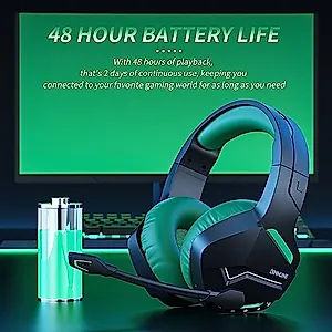 BINNUNE Wireless Gaming Headset with Microphone for PC PS5 PS4, 2.4GHz Low Latency, Bluetooth 5.0 USB Gamer Headphones with Mic for Laptop Computer