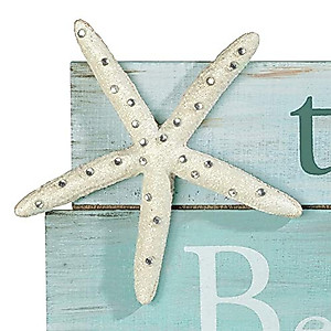 Grasslands Road Wall Starfish GR Beach is My Happy Place Plaque, Medium, White, Blue