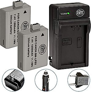 BIG MIKE'S ELECTRONICS BM Premium 2 Pack of LP-E5 Batteries and Battery Charger Kit for Canon EOS Rebel XS, Rebel T1i, Rebel XSi, 1000D, 500D, 450D, Kiss X3, Kiss X2, Kiss F Digital SLR Camera