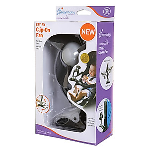 Dreambaby Deluxe EZY-Fit Clip on Fan with Soft Fins - Perfect for Strollers, Cribs, Wheelchairs, Beach, Pool, Much More!, Black/Grey-1 Count (Pack of 1)