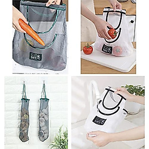 ACQTULOU 5 Pcs Reusable Hanging Storage Mesh Bags Durable & Strong Fruit and Vegetable Mesh Bags/Pulling resistance Storage Tote Bags for Garlics, Potatoes, Onions
