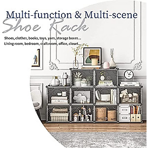 Aeitc 100 Pairs Shoe Rack Organizer Shoe Organizer Expandable Shoe Storage Cabinet Narrow Standing Stackable Space Saver Shoe Rack for Entryway, Closet with Hook and Side Shelf,Black