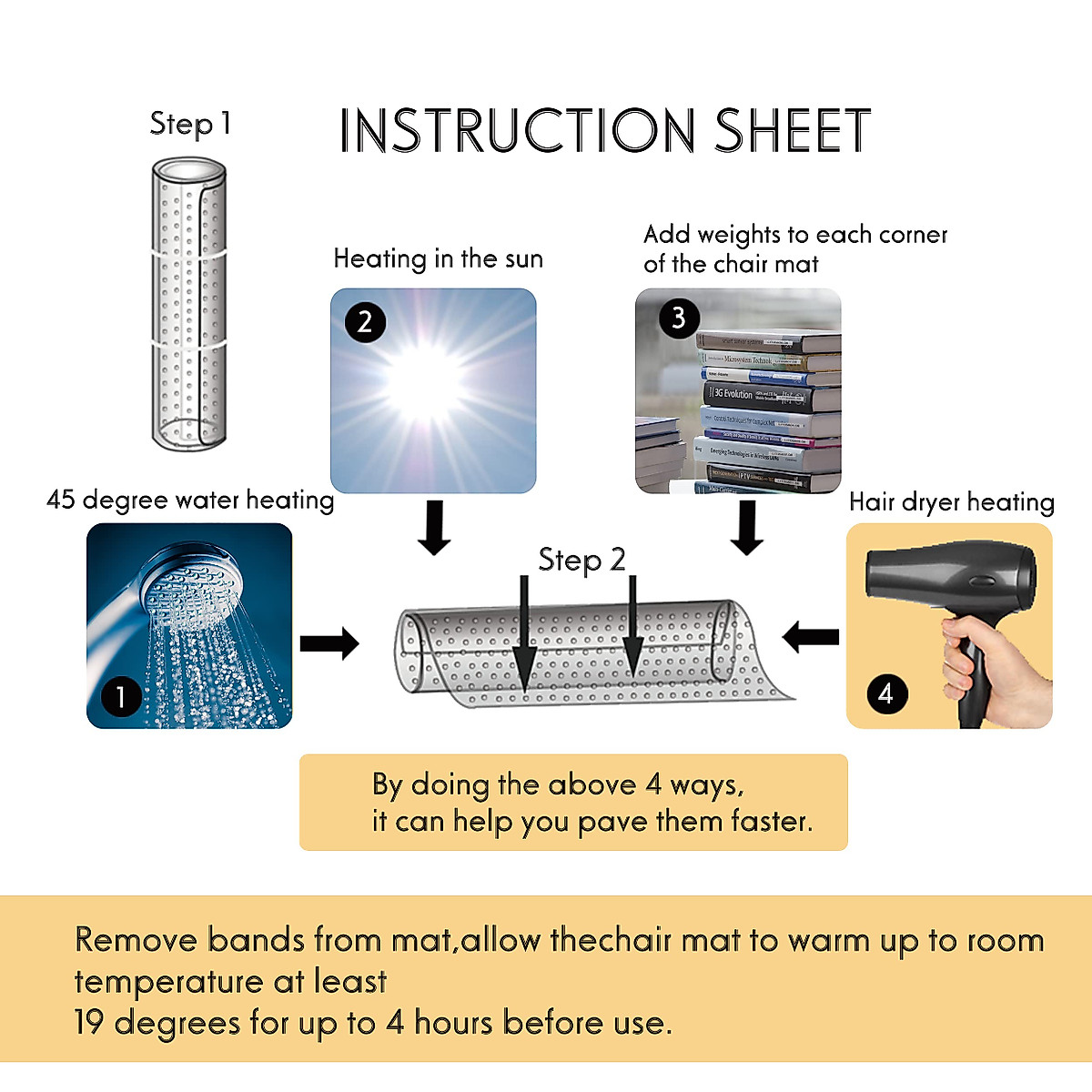 Sillamate Plastic Office Chair Mat for Carpeted Floors, Heavy Duty Floor Mat,Eco-Friendly Series Studded Carpet Desk Chair Mats-36'' x 48'' (36 inches X 48 inches- NO Lip)