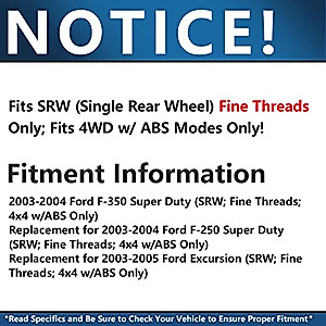 Detroit Axle - 4WD Front Wheel Bearing Hubs for 03-04 Ford F-250 F-350 Super Duty, 03-05 Ford Excursion, SRW 2003 2004 Wheel Bearing and Hubs Assembly Replacement w/ABS