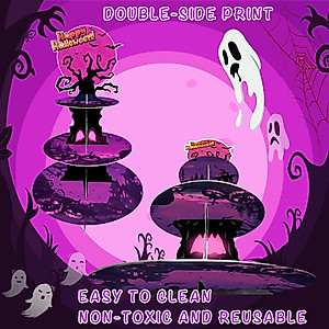 Damanse Halloween Cupcake Stand,3 Tier Cardboard Cupcake Stand Dessert Holder Tower for Halloween Decorations, Halloween Birthday Party Supplies Haunted Decor for Kids (Halloween)