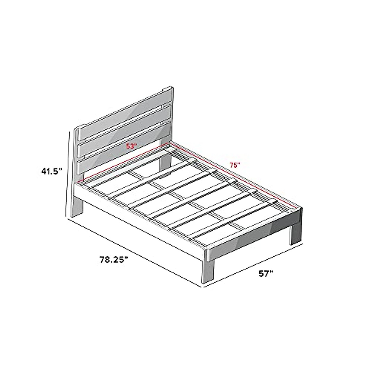 Max & Lily Modern Farmhouse Platform Bed with Plank Headboard, Full, Driftwood