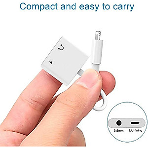 [Apple MFi Certified] 2 Pack Lightning to 3.5mm Headphones Jack Adapter for iPhone, 2 in 1 Charger +Aux Audio Splitter Dongle Adapter for iPhone 13/12/SE/11/Xs/XR/X/8 7 Support All iOS &Volume Control