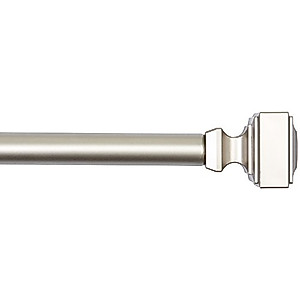 Amazon Basics 1" Wall Curtain Rod with Square Finials, 72" to 144", Nickel