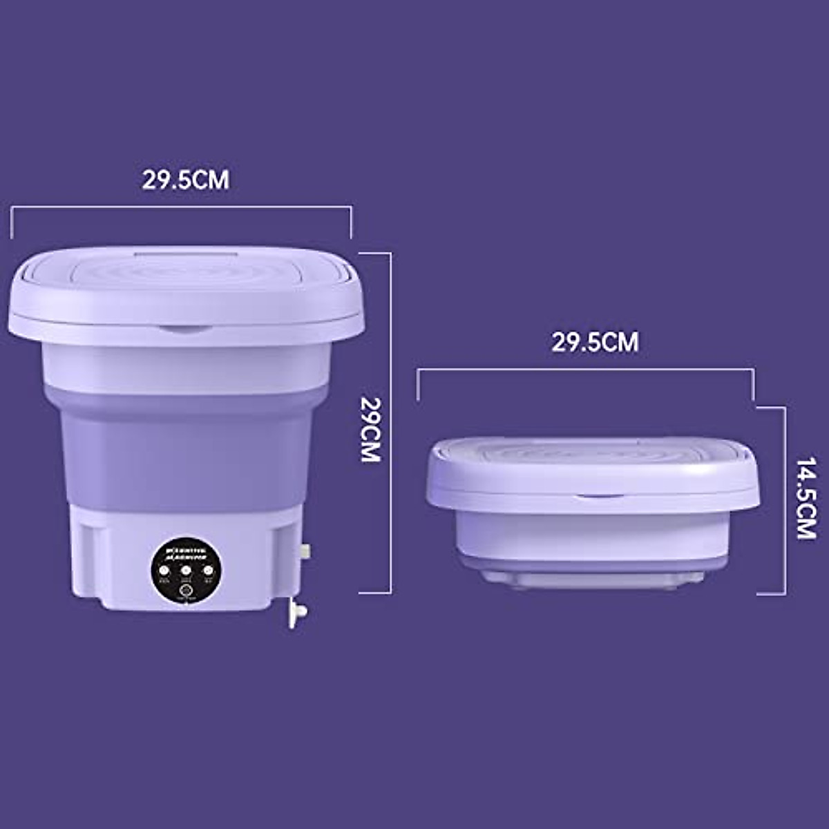 Fairnull 8L Portable Washing Machine, Foldable Mini Washing Machine, Small Washing Machine for Underwear, Baby Clothes, or Small Items, Suitable for Apartments, Dormitories, Camping, Travel (Purple)