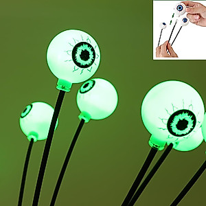 Ruhapu Halloween Decorations Outdoor Solar Scary Eyeball Lights,2PACKS 12/16LED Green Eyeball Swaying Firefly Lights,Waterproof Solar Halloween Path Lights for Yard/Garden/Lawn/Party Decor (Green)