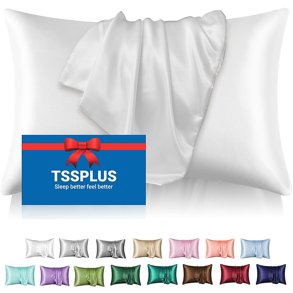 TSSPLUS Satin Pillow Cases Standard Size, White Pillow Cases, White Bed, Cooling Pillow, Soft Pillow, Similar to Silk Pillow Cases, Room Decor, Gifts for Women, Gifts for Men (Standard, Ivory)