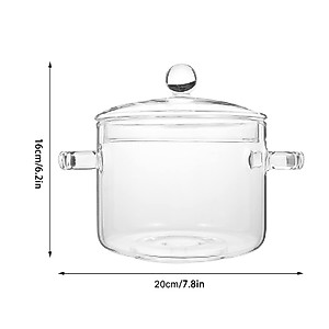 Clear Glass Simmer Pots for Cooking on Stove, Glass Stew Pot Glass Soup Pot With Lid Kitchen Stockpot Glass Cooking Pot Thickened Stock Pot Large Serving Bowl Simmer Pot for Stove (1.35L / 46 OZ)