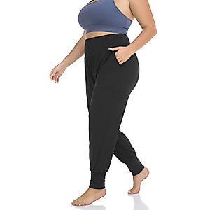 ZERDOCEAN Women's Plus Size Casual Yoga Joggers Comfy Workout Lounge Pants Black 5X