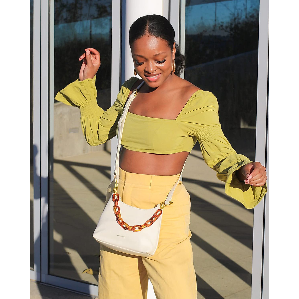 Pixie Mood Sara 9 x 7.5 Vegan Leather Convertible Crossbody Shoulder Bag, Black