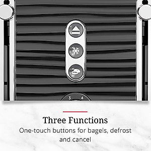 Russell Hobbs TR9450BR Coventry 4-Slice Toaster, Black, Included Warming Rack