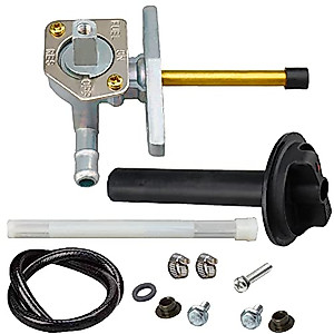 Fuel Cock Petcock with Lever Assy for Honda Recon 250 TRX250, Honda Rancher TRX350, Honda Rancher TRX420, Honda Foreman TRX450, Honda Foreman Rubicon TRX500FA, Gas Valve Switch Part (With Fuel Tube)