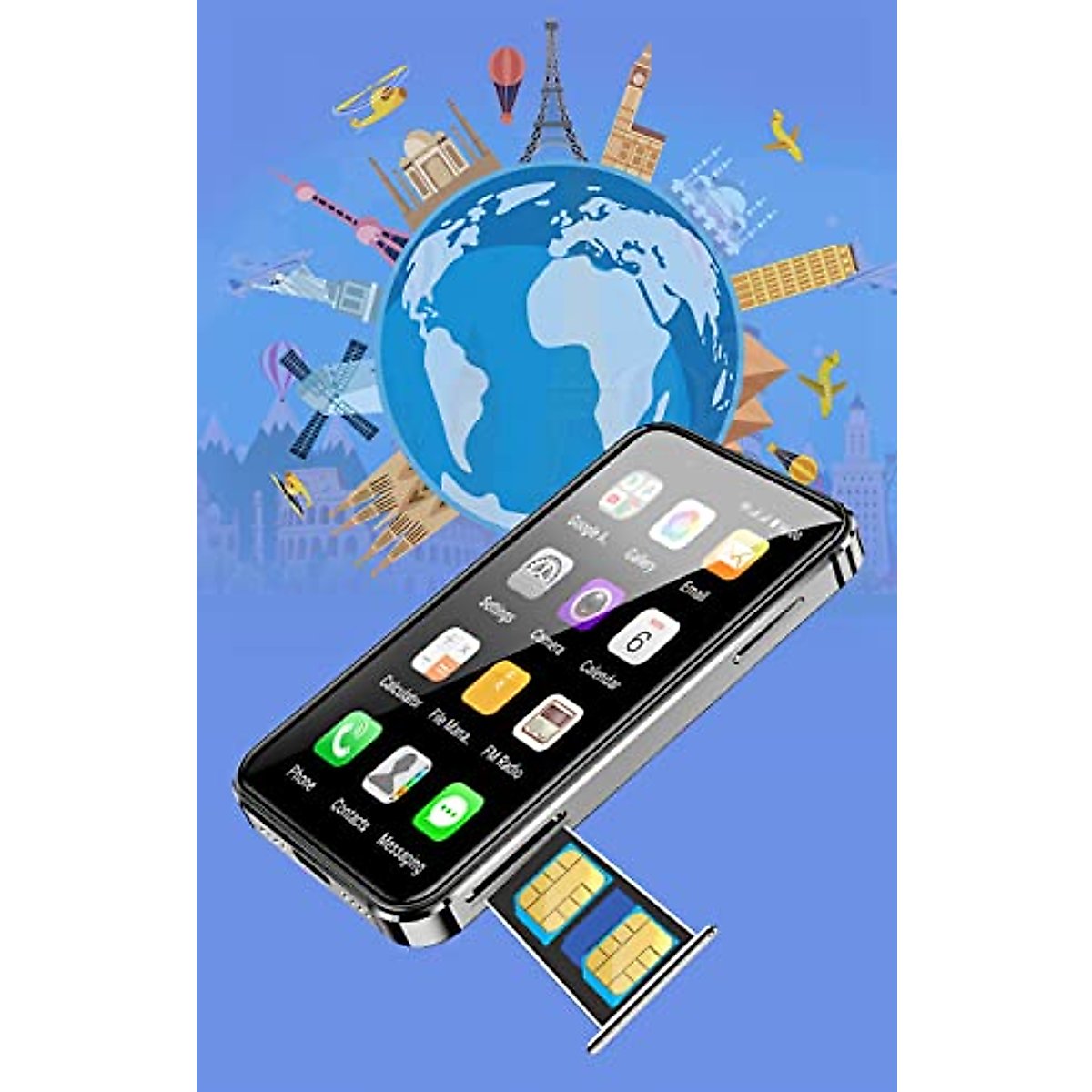 i14 Mini Smartphone 3.0 Inches Display Screen Android 8.1 Quad Core Dual SIM 2GB RAM 32GB ROM 1100mAh 5.0MP with Google Play Store Whatsapp Backup Cellphone (White)