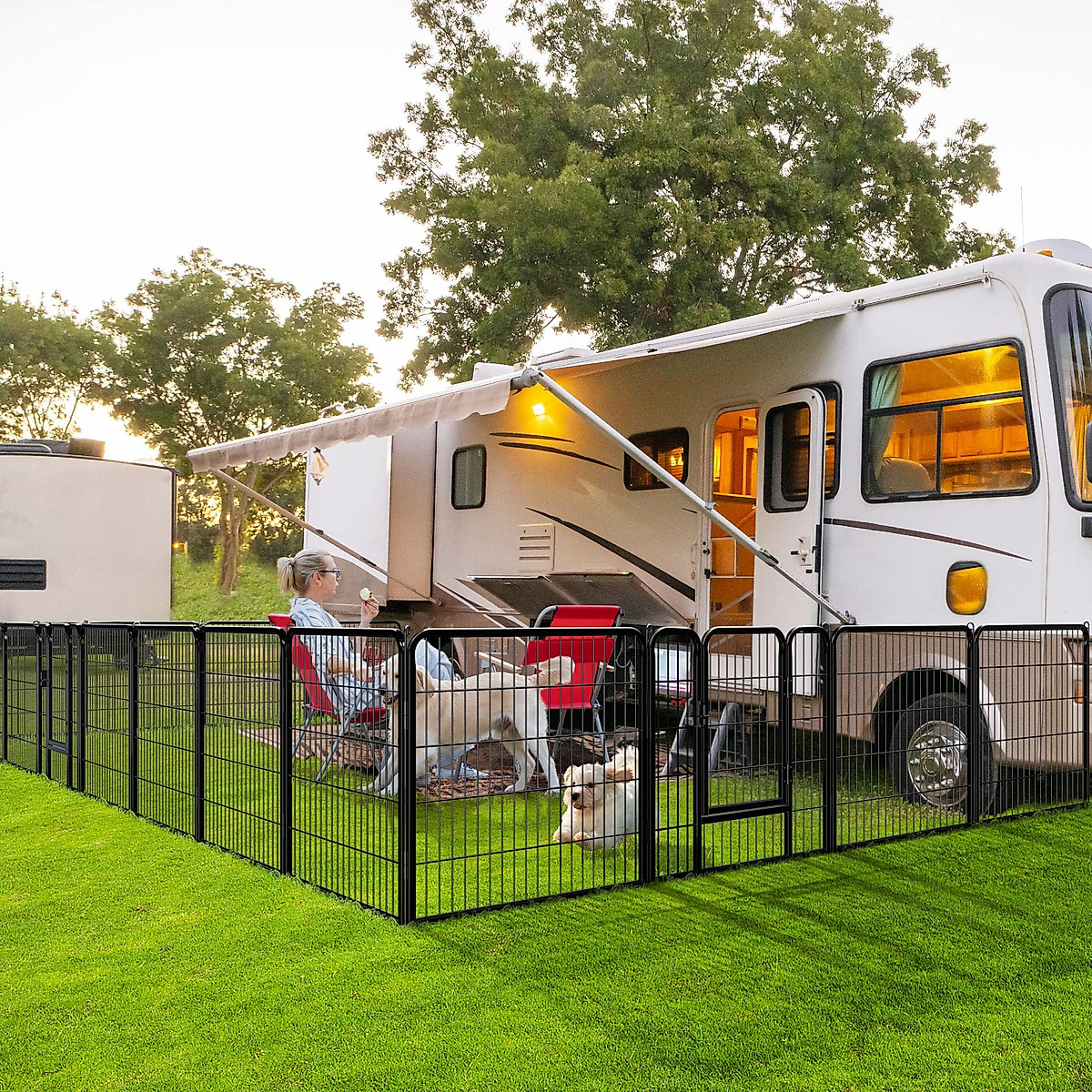 Yaheetech Dog Playpen Outdoor, Indoor Pen for Large/Medium/Small Dogs Animals Portable Playpen for RV Camping Garden Yard 32" Height 16 Panels