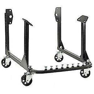 JEGS Engine Cradle with Wheels | Chevy Small Block and Big Block | Black Powder Coat | 3” Heavy Duty Steel Construction Wheels | 750 LBS Capacity | Storage Hardware Included | Easy Assembly