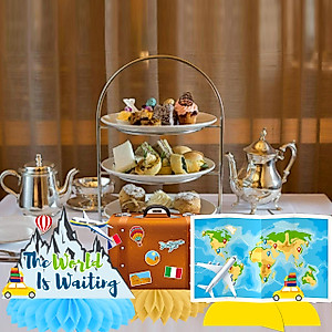 13pcs Travel Theme Party Decorations Let The Adventure Begin Table Honeycomb Centerpieces for Graduation Retirement Job Career Change Farewell Party Supplies