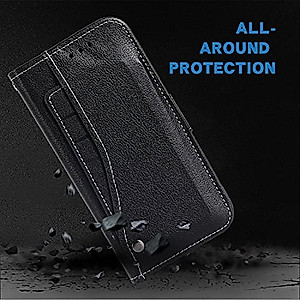 Asuwish Compatible with LG V60 ThinQ V60ThinQ 5G G9 Thin Q Wallet Case Wrist Strap Lanyard Leather Flip Card Holder Stand Cell Accessories Phone Cover for LGV60 V 60 60ThinQ 60V Women Men Black