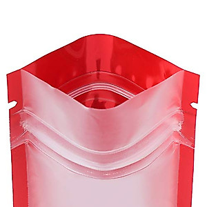 100 Translucent/Red Poly Resealable Stand Up Heat Sealable Reusable Pouch (6" x 9", Translucent/Red)
