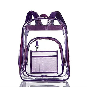 Skycco Large Clear Backpack Stadium Approved 16.5''X12.9''X6.7'',Heavy-duty PVC Backpack (Grey) (SUM511)