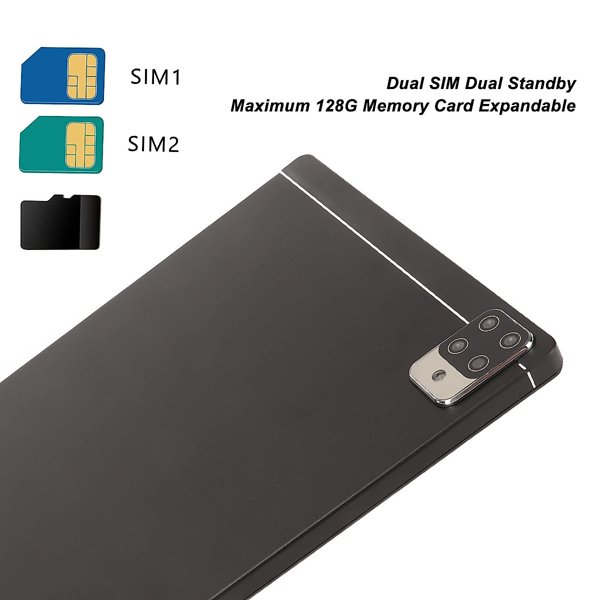 Tablet PC, Black 10.1 Inch Tablet 2.4G 5G WiFi 4GB RAM 64GB ROM Dual Card Dual Standby 100-240V Read Android 12 (US Plug)