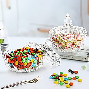 Youeon Set of 4 Glass Candy Dish with Lid, 6.2" Decorative Candy Bowl, Crystal Candy Jar, Cookie Jar, Jewelry Dish, Covered Candy Jar for Kitchen, Home, Office Desk, Candy Buffet