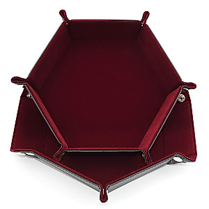 Dice Folding Hexagon Tray w/Red Velvet Rolling for DND Dice Games and Candy Holder Storage
