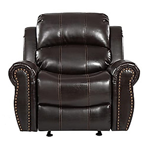Christopher Knight Home Gavin Bonded Leather Gliding Recliner, Brown, 38.75D x 40.25W x 39.75H in