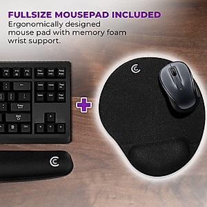 4pc Premium Wrist Rests for Keyboard and Mouse Pad Set - Memory Foam Cushion, Black - Ergonomic Wrists Hand Arm Rest Support for Laptop Computer Desk and Gaming - Carpal Tunnel Syndrome Relief
