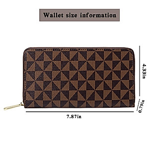 Women's wallet Wristlet Wallets for Women Large capacity travel zipper wallet multi card men's mobile phone change wallet Womans Wallet Ladies Wrist Wallet (Brown)
