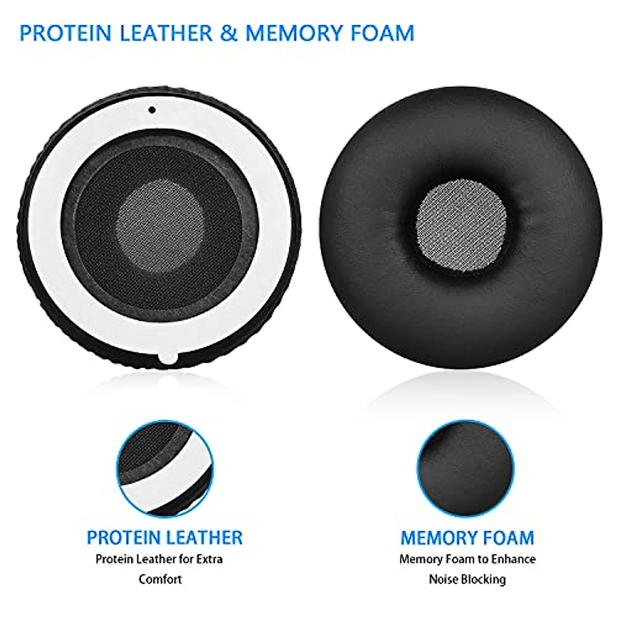 XB450 Earpads - JECOBB Replacement Ear Cushion Pads with Protein Leather and Memory Foam for Sony MDR-XB450, XB450AP, XB550AP On Ear Headphones ONLY ( NOT FIT Sony Other Series ) – Black