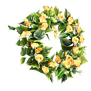 MARTINE MALL Morning Glory Flower Vine 15Feet Artificial Flower Vines Morning Glory Hanging Plant Fake Hanging Vine Flowers Hanging Plants Silk Garland for Wall Stairway Home Decor Yellow, 2 Pcs