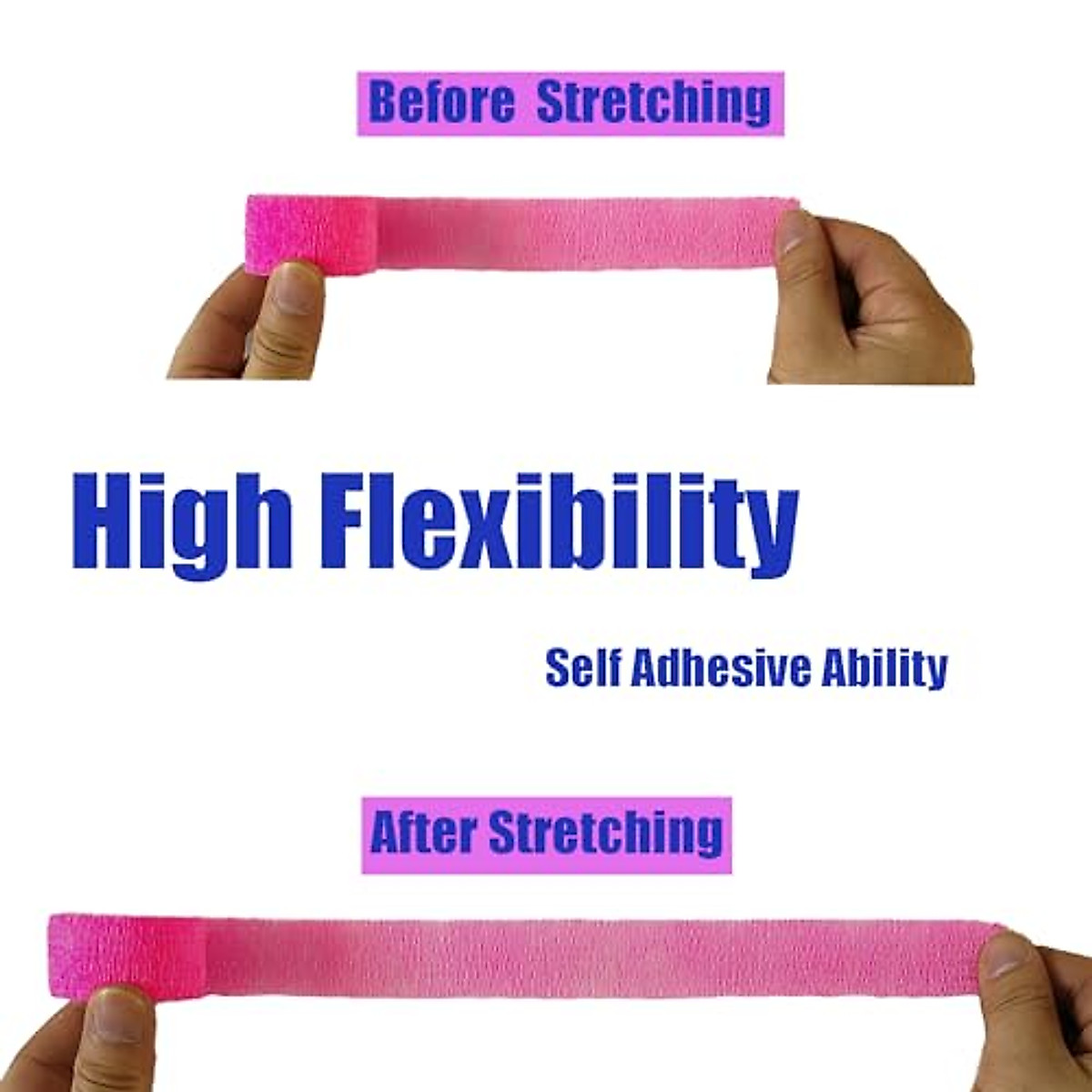 Baisunt 6 Pack 1 Inches Cohesive Bandage Self Adhesive Wrap Elastic Self Adherent Vet Wrap Breathable Self Stick Tape for Wrist, Ankle, Sports, Tatoo Wrap(5 Yards, Pink)