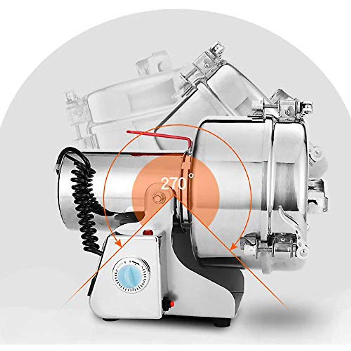 Electric Grain Grinder, High Speed Timing Grinder Powder Machine for Herb Coffee Spices, Multifunction Cereals Grinder Mill with Overload Protection, Home/Commerci