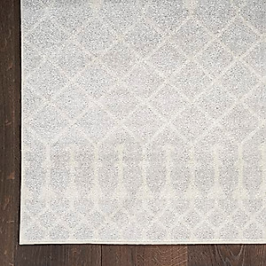 Nourison Astra Machine Washable Moroccan Grey 2'2' x 12' Area -Rug, Easy -Cleaning, Non Shedding, Bed Room, Living Room, Dining Room, Kitchen (2x12)