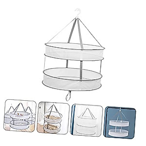 Zerodeko 3pcs Double Clothes Basket Collapsible Laundry Drying Rack Grey Towels Foldable Laundry Rack Drying Rack net Sweater mesh Clothes Hanging Dryer Clothes Drying mesh net Laundry Bag