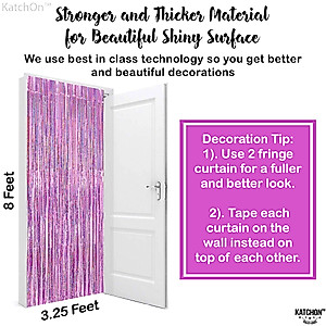 KatchOn Iridescent Pink Backdrop Curtain - XtraLarge 3.2x8 Feet, Pack of 2 | Pink Streamers for Pink Party Decorations | Pink Fringe Backdrop for Pink Birthday Decorations | Pink Fringe Photo Backdrop