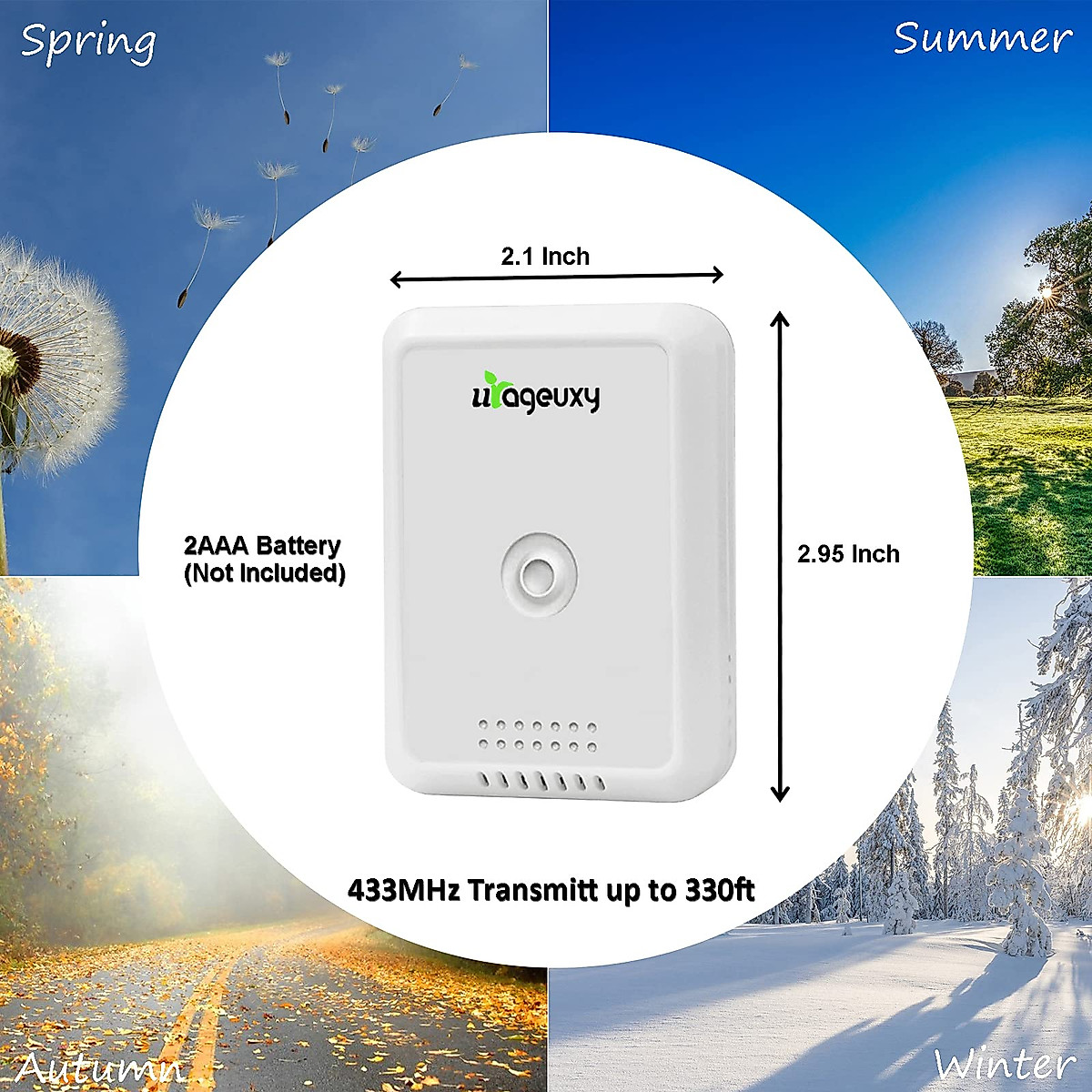 Urageuxy Digital Indoor Temperature Monitor Wireless Outdoor Thermometer Sensor up to 300ft 24H Min Max Records Ideal for Patio Garden Room