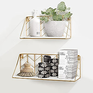 ZGZD White Floating Shelves Wall Mounted Set of 2 Wood Storage for Bedroom, Living Room, Bathroom, Kitchen, Office, Small and Large